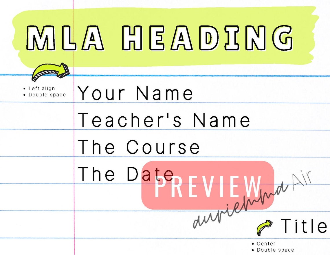 MLA Heading Anchor Chart Set, MLA Format, English Teacher Printables ...