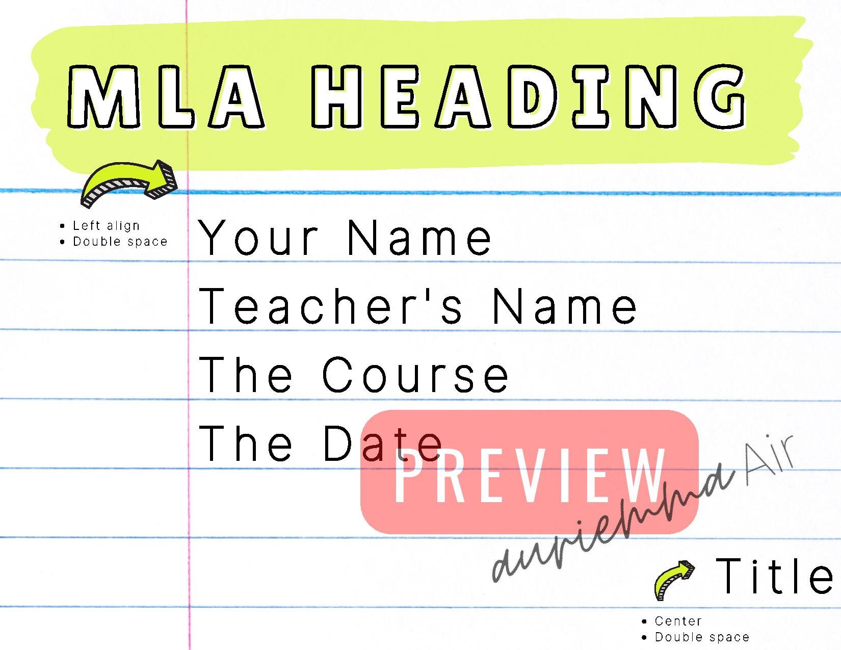 MLA Heading Anchor Chart Set, MLA Format, English Teacher Printables ...