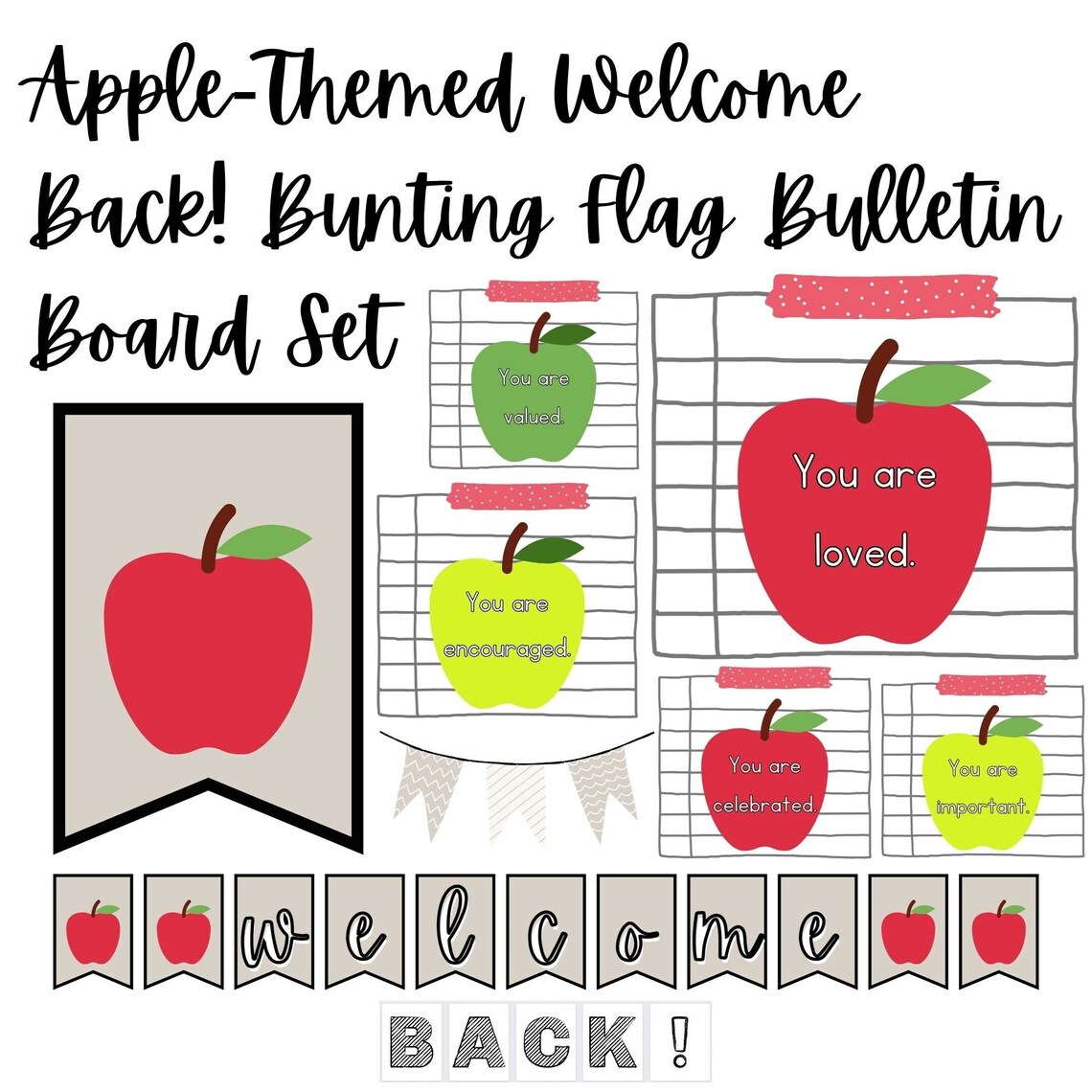 Welcome Back! Bunting Flag Bulletin Board Set, Back to School Bulletin ...