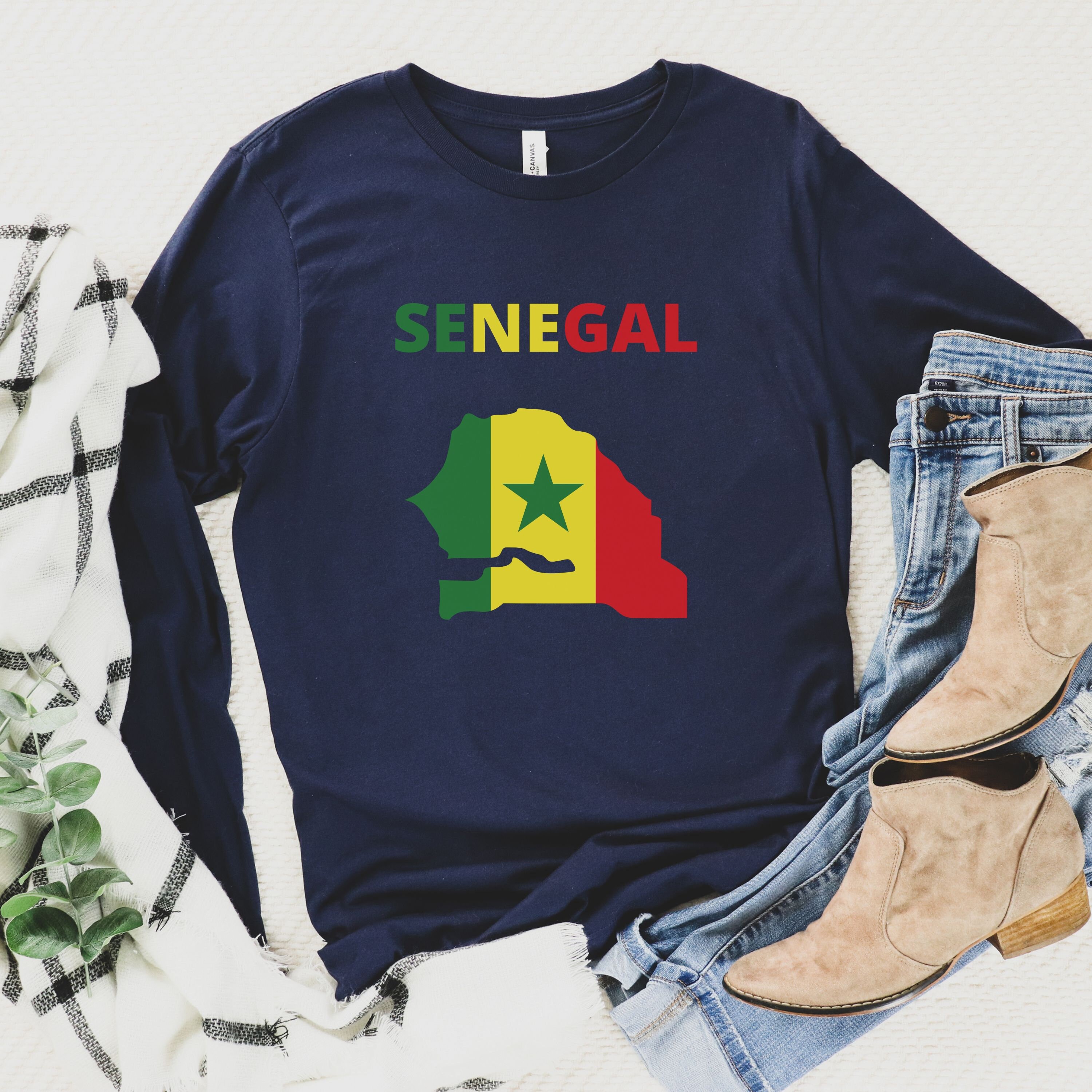 SENEGAL Long Sleeve T-shirt,senegal Gift,senegal Gifts,senegal Flag Map ...