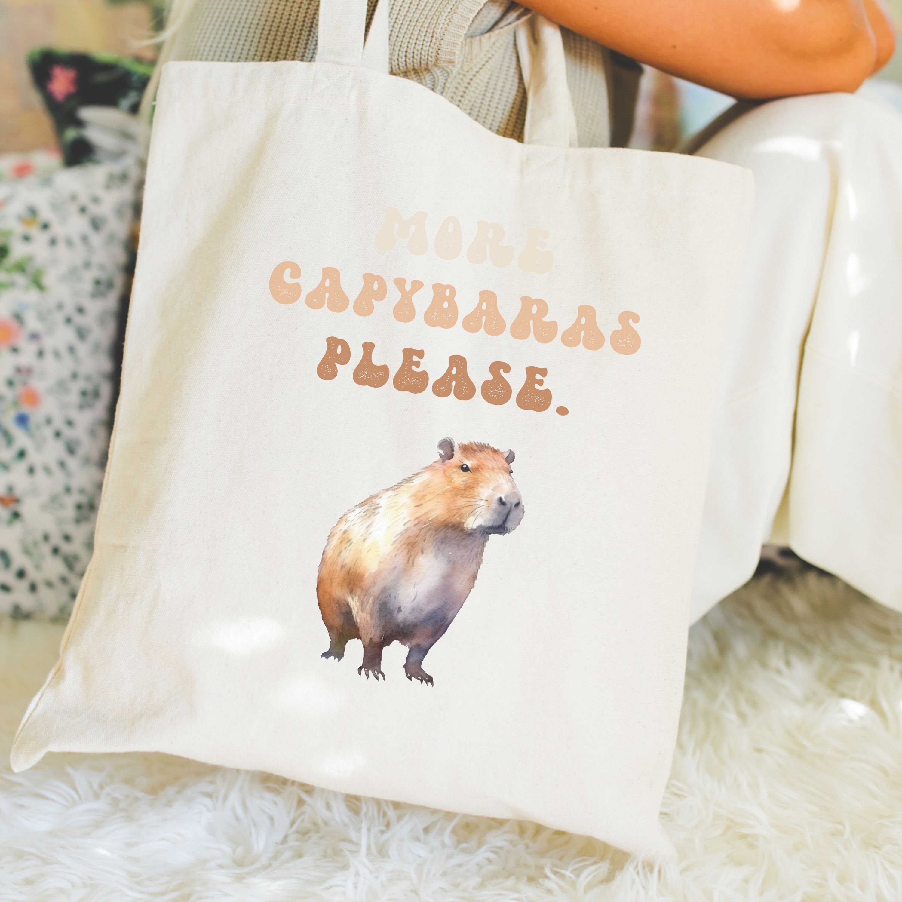 More Capybaras Please Tote Bag, Animal Tote Bags, Tote Bags, Animal ...