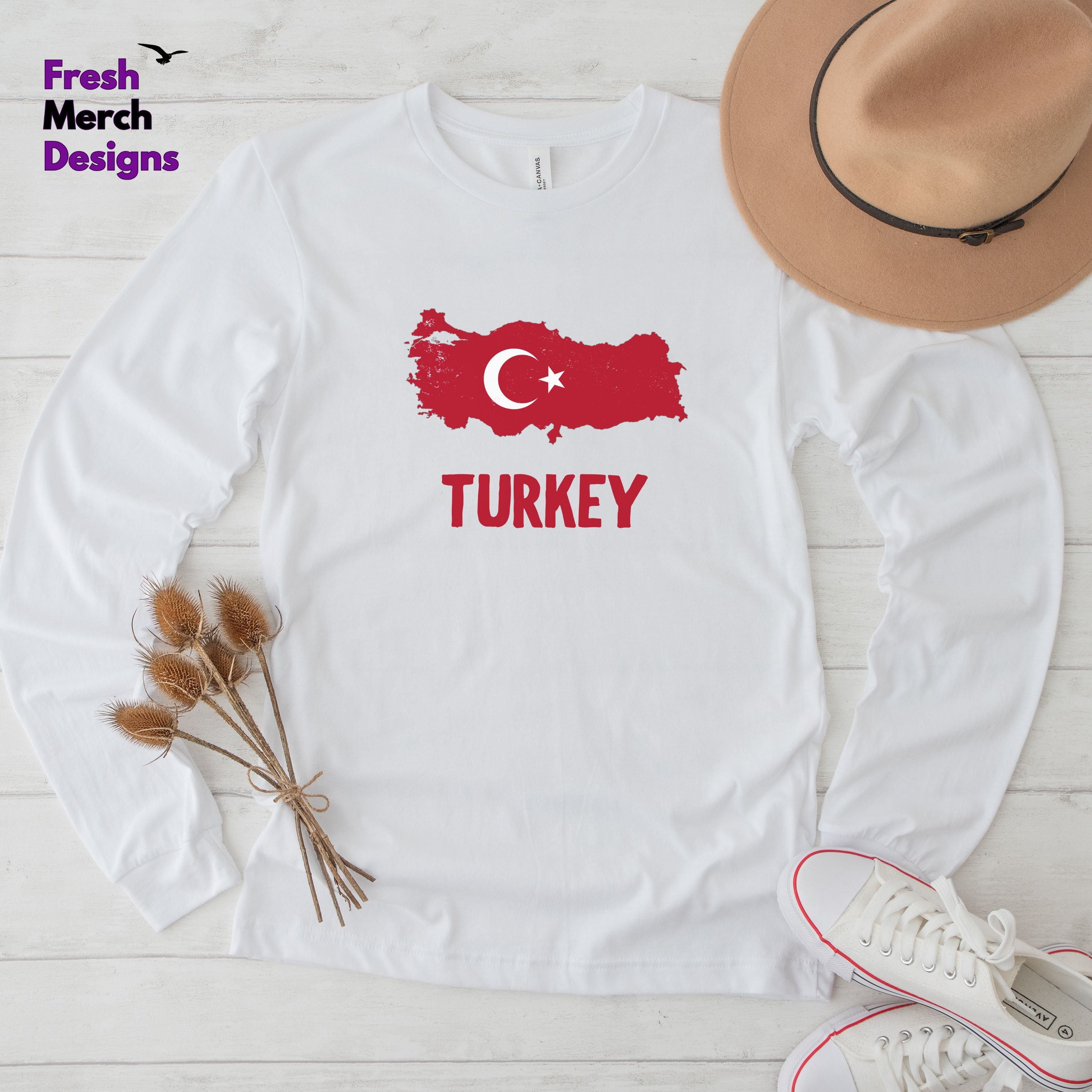 Turkey Long Sleeve Tee,turkey Flag Shirts,turkey Shirts,turkish Flag T ...