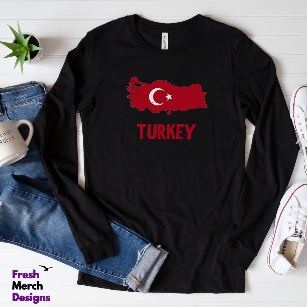 Turkey Long Sleeve Tee,turkey Flag Shirts,turkey Shirts,turkish Flag T ...