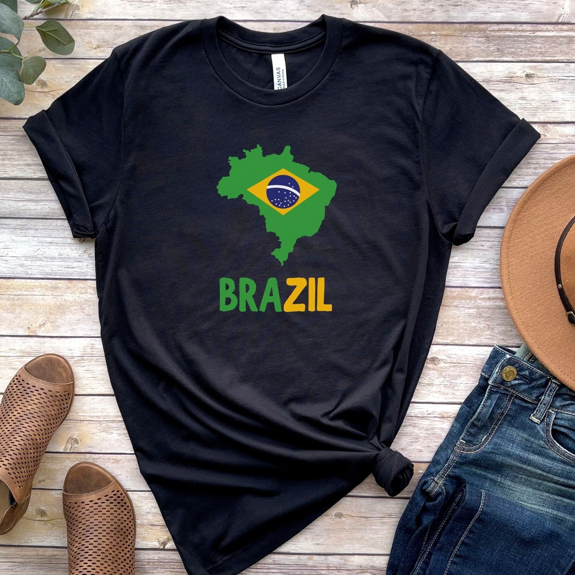 Brazil Shirt, Brazil T-shirt, Brazil Tee, Brazil Flag Shirt, Brazil Map ...