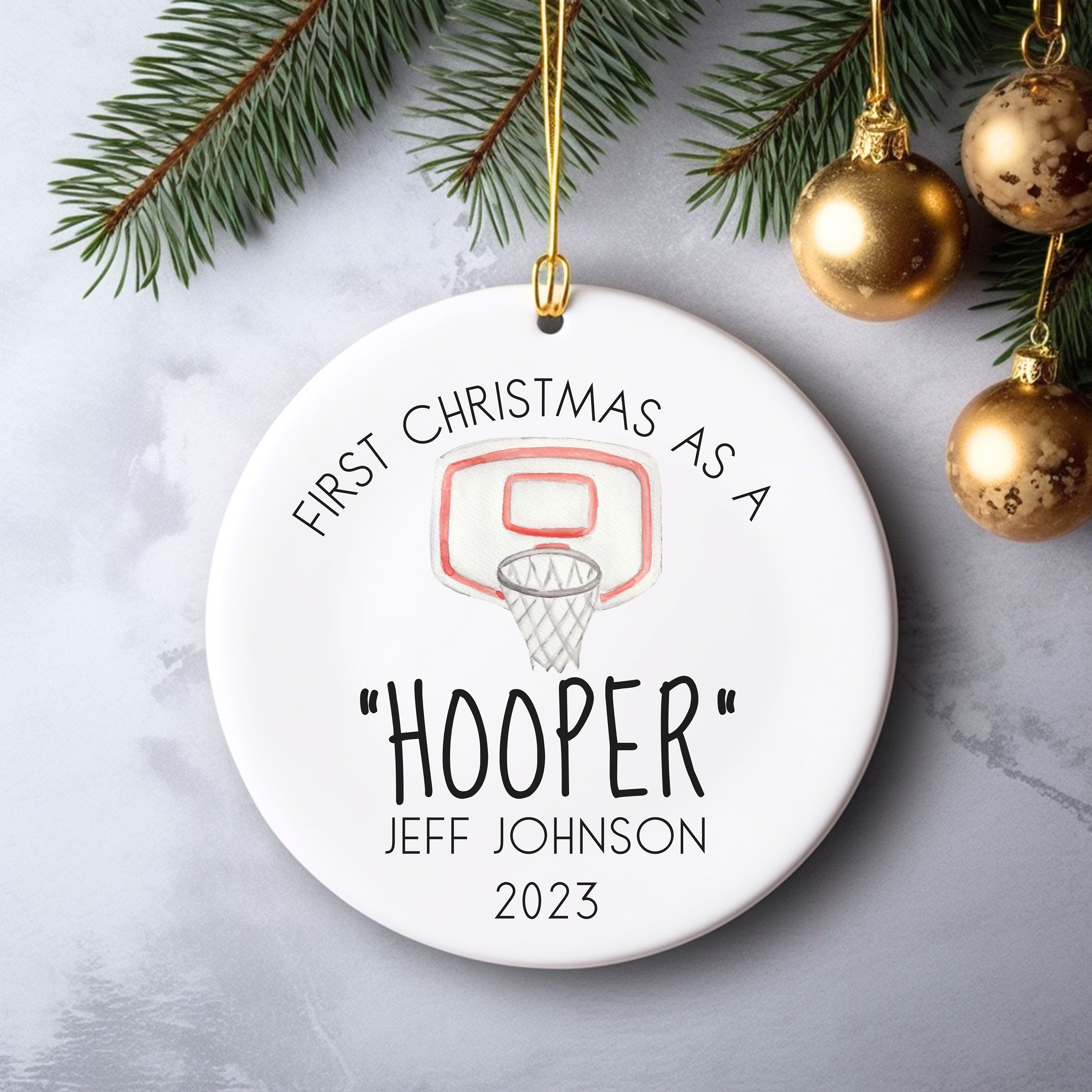 Personalized Basketball Christmas Ornament, First Year as A Hooper ...