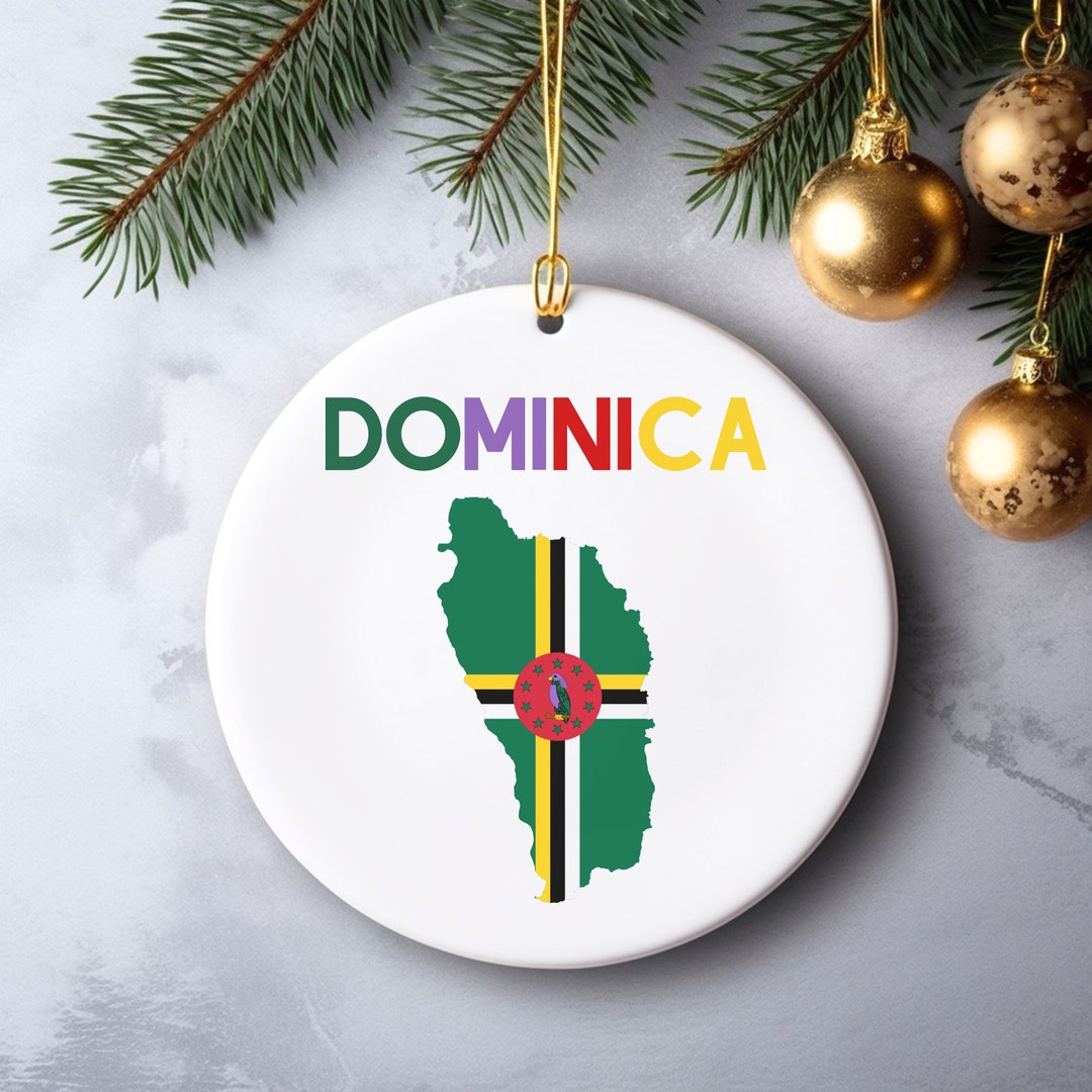 DOMINICA ORNAMENT, Patriotic Ornaments, Country Ornaments, Flag and Map ...