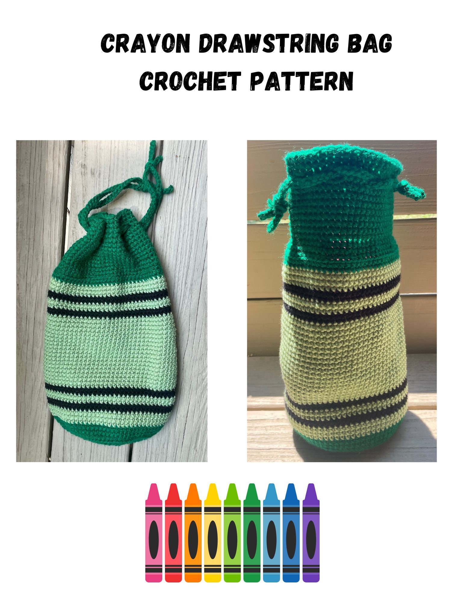 Crochet Pattern- Crayon Drawstring Bag - Etsy