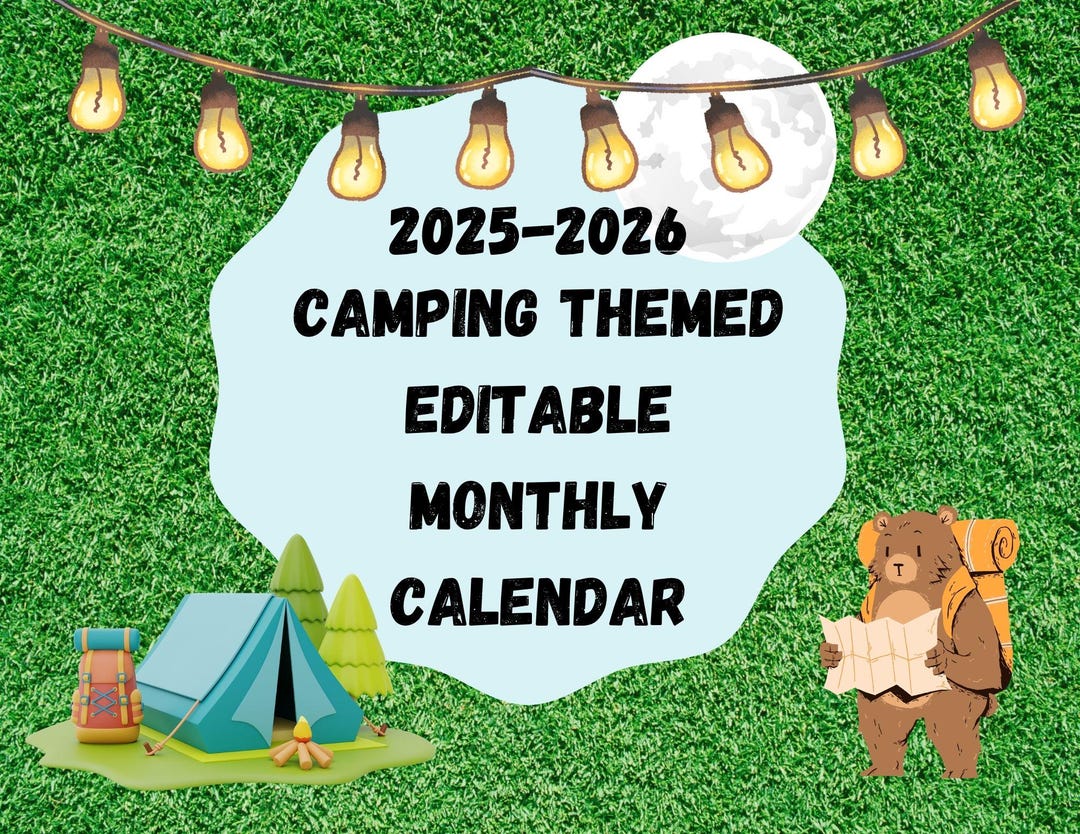 Camping Theme Class Calendar 2025-2026 - Etsy