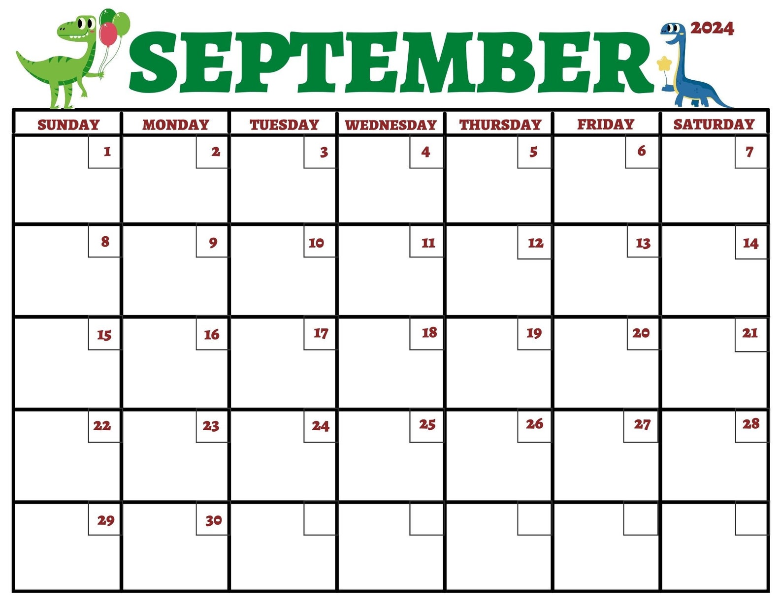 Dinosaur Editable Classroom Calendar Aug 2024- Aug 2025 - Etsy