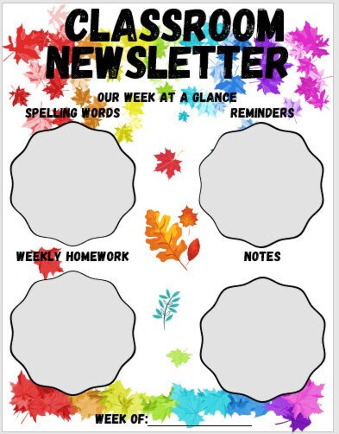 Rainbow Classroom Newsletter Template - Etsy