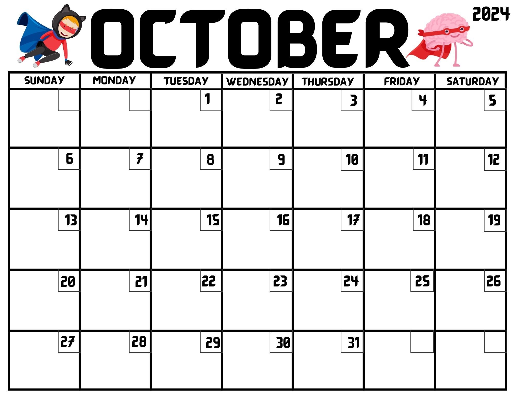 Super Hero Editable Calendar 2024-2025 - Etsy