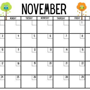 Owl Editable 13 Month Calendar - Etsy