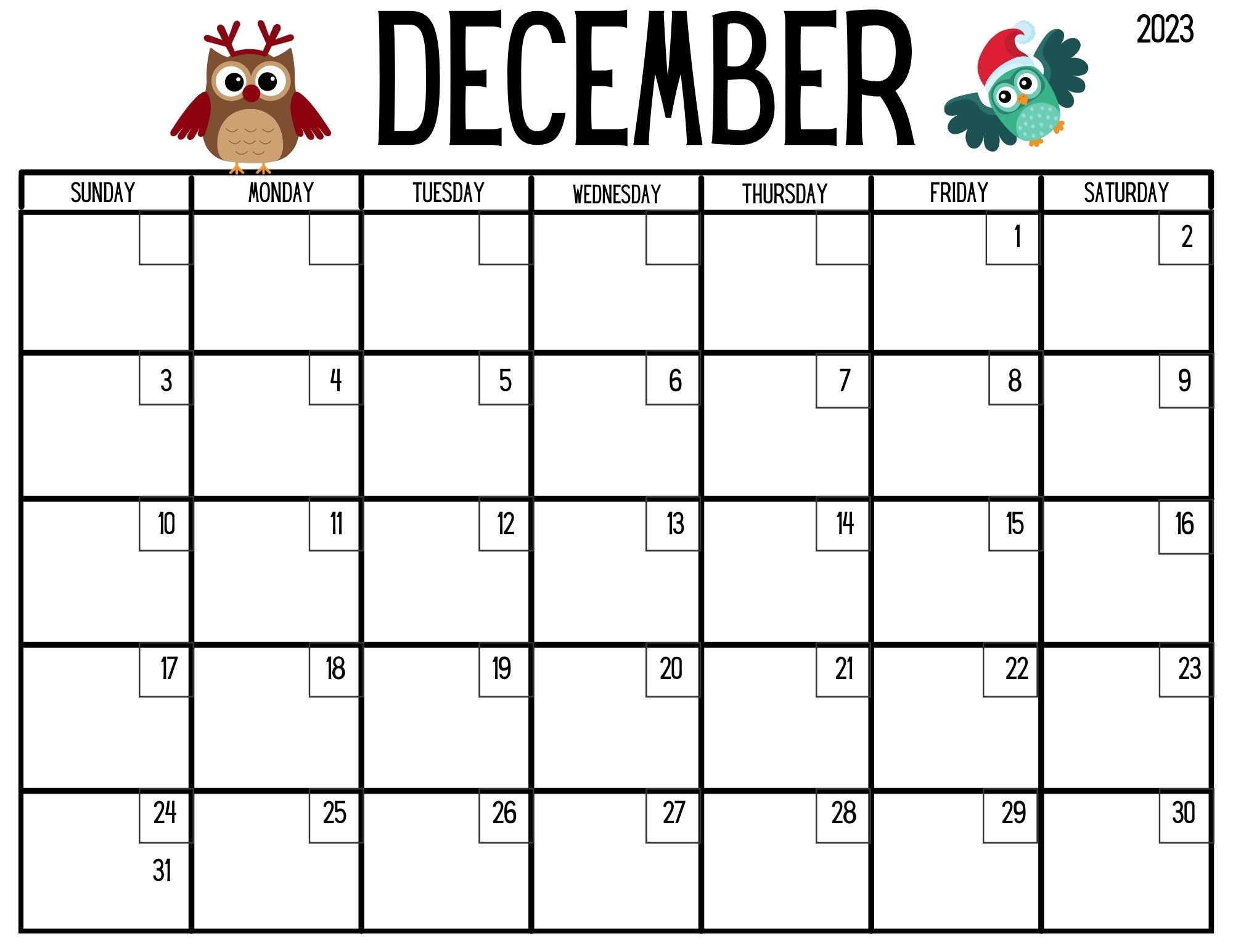 Owl Editable 13 Month Calendar - Etsy