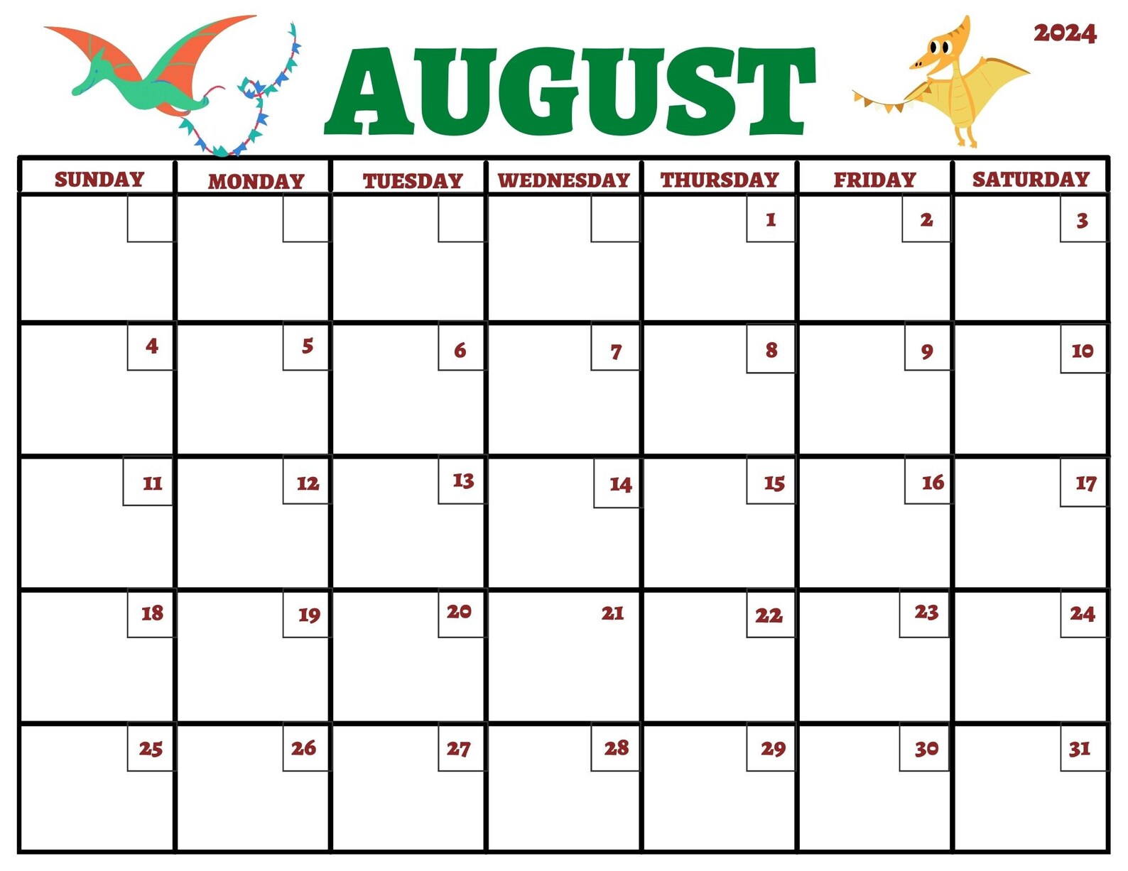 Dinosaur Editable Classroom Calendar Aug 2024- Aug 2025 - Etsy