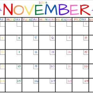 Rainbow Editable Calendar 2024-2025 - Etsy