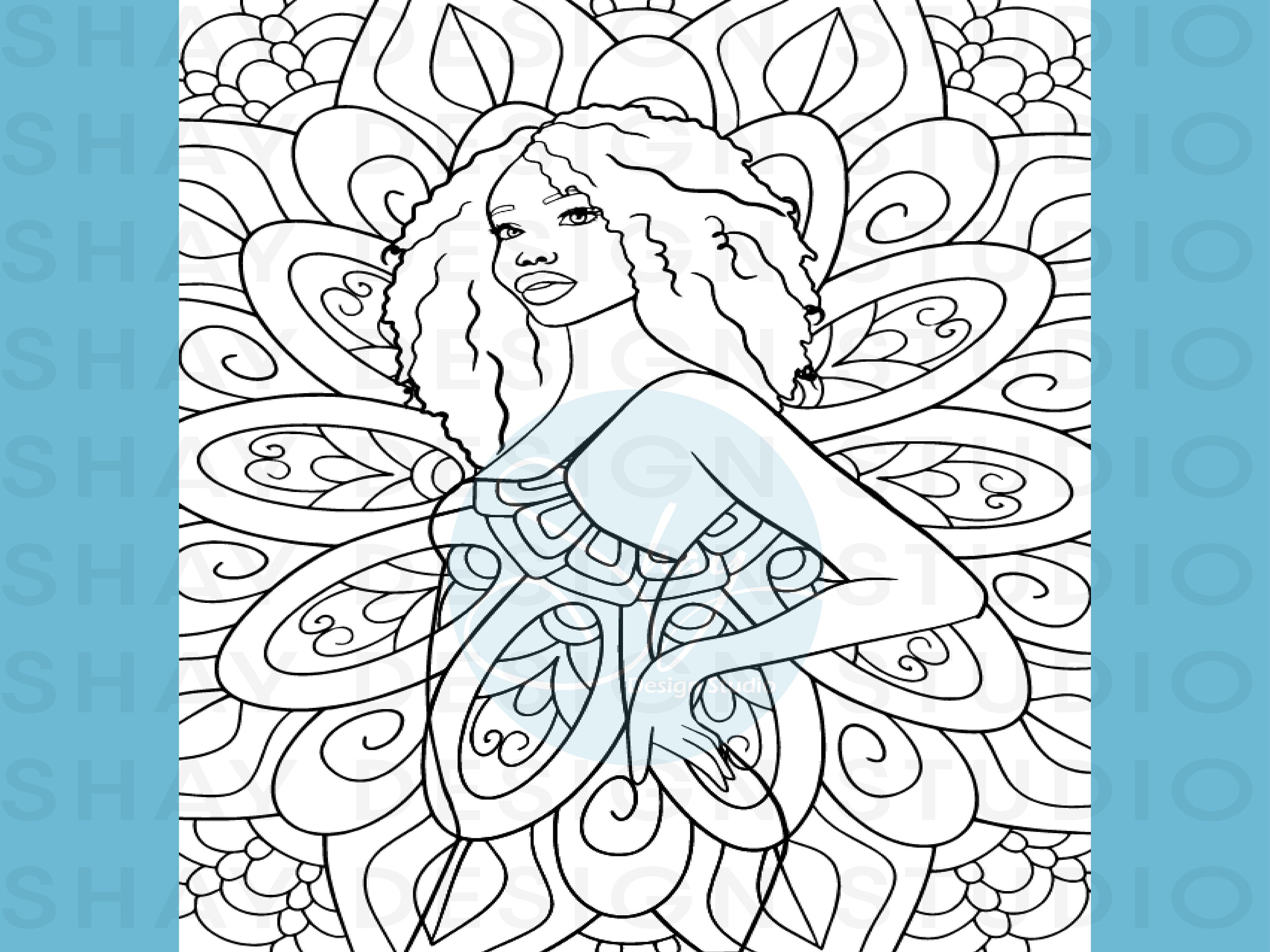 Printable Black Woman Wearing Dress Coloring Page. Natural Hair ...