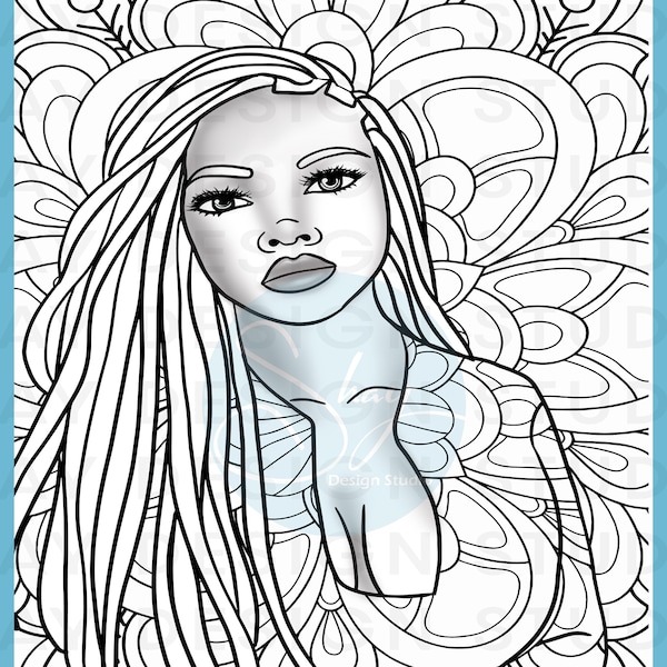 Printable Coloring Page Black Girl Dreadlocks Floral - Etsy