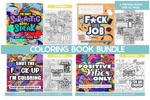 Funny Adult Coloring Pages Bundle Sarcastic Coloring Books | Etsy