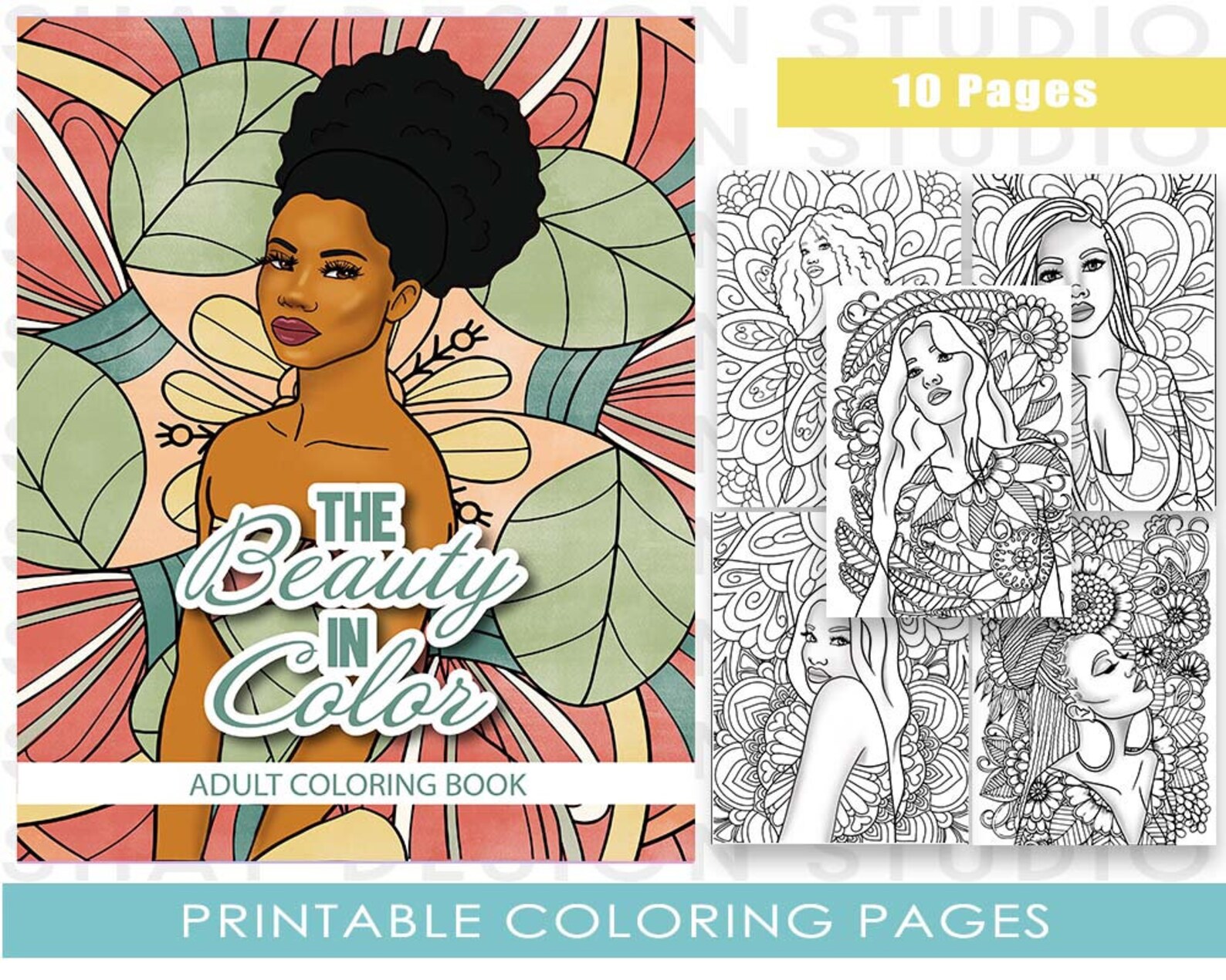 The Beauty in Color Adult Coloring Book, Printable Coloring Page for ...