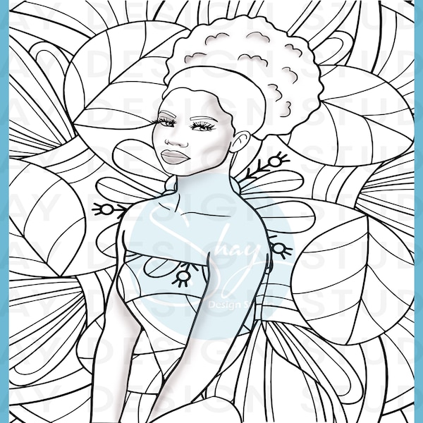 Afro Hair Woman Coloring Pages - Etsy