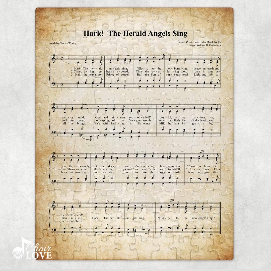 Hark the Herald Angels Sing Holiday Jigsaw Puzzle, Christmas Puzzle ...