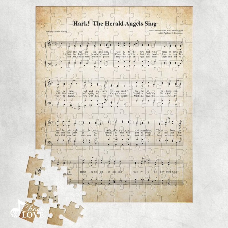 Hark the Herald Angels Sing Holiday Jigsaw Puzzle, Christmas Puzzle ...