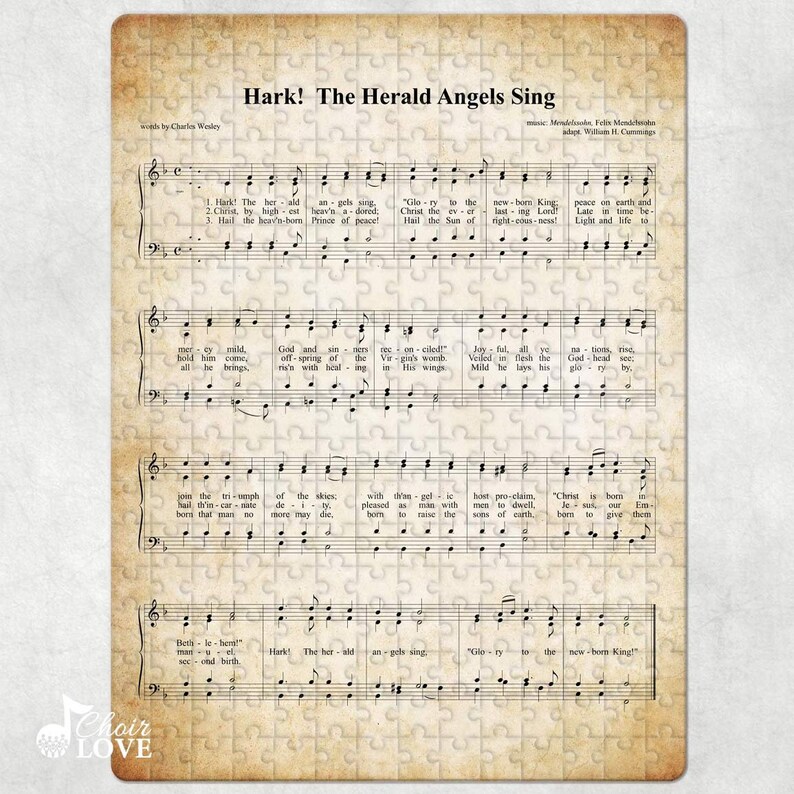 Hark the Herald Angels Sing Holiday Jigsaw Puzzle, Christmas Puzzle ...