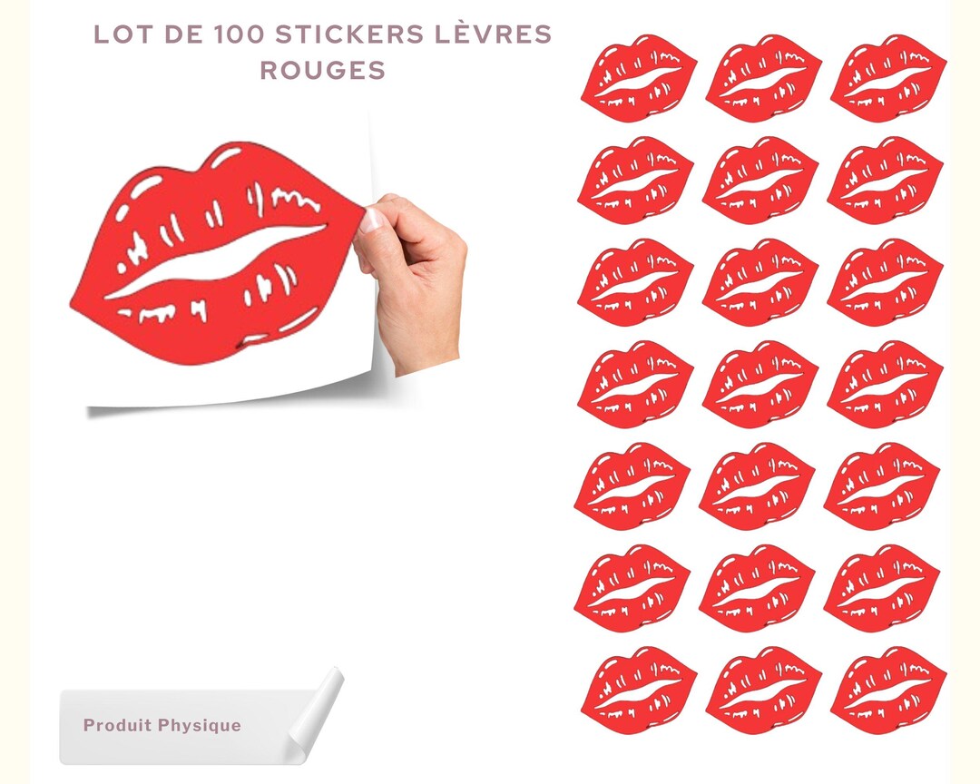 100 Red Lips Stickers Glamour Stickers Decals for Computers, Bottles ...