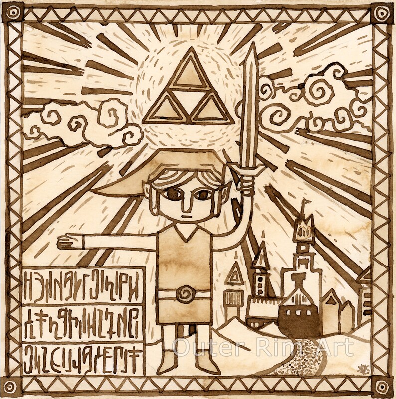 Coffee Painting Hero of Hyrule Print Legend of Zelda - Etsy