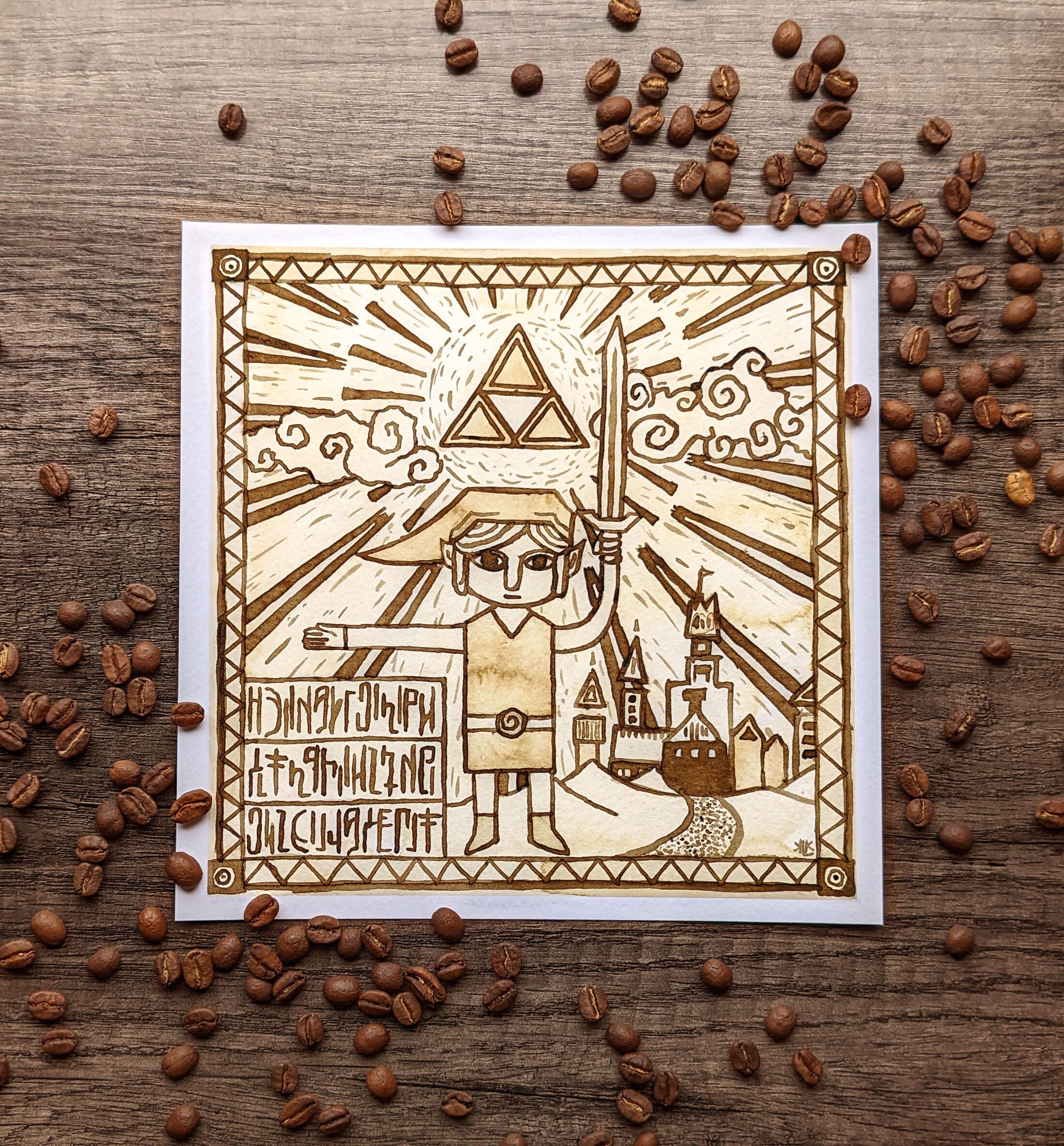 Coffee Painting Hero of Hyrule Print Legend of Zelda - Etsy