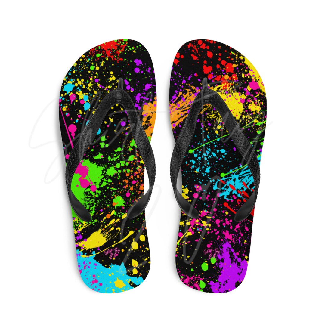 80s Neon Graffiti Flip Flops 80s Flipflops 80s Themed - Etsy