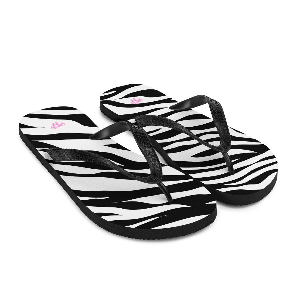 Zebra Print Flip Flops, Animal Print Flipflops, Wild Animal Flipflops ...
