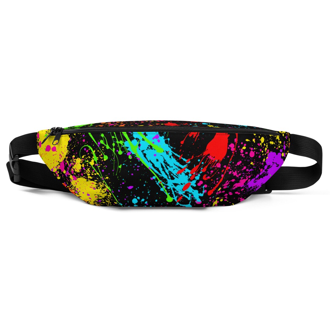 80s Neon Graffiti Fanny Pack, 80s Neon Belt Bag, Paint Splash Fanny ...