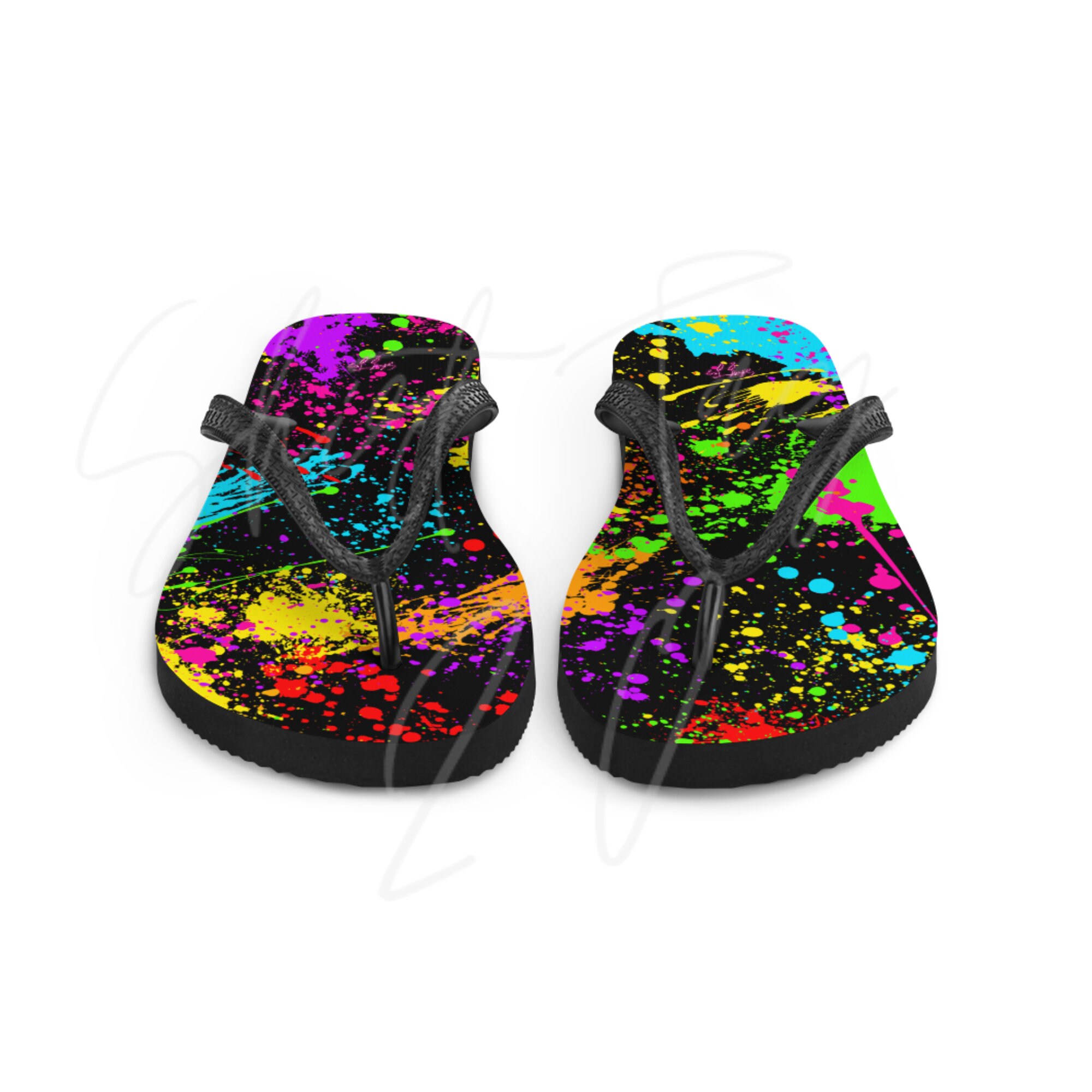 80s Neon Graffiti Flip Flops 80s Flipflops 80s Themed - Etsy