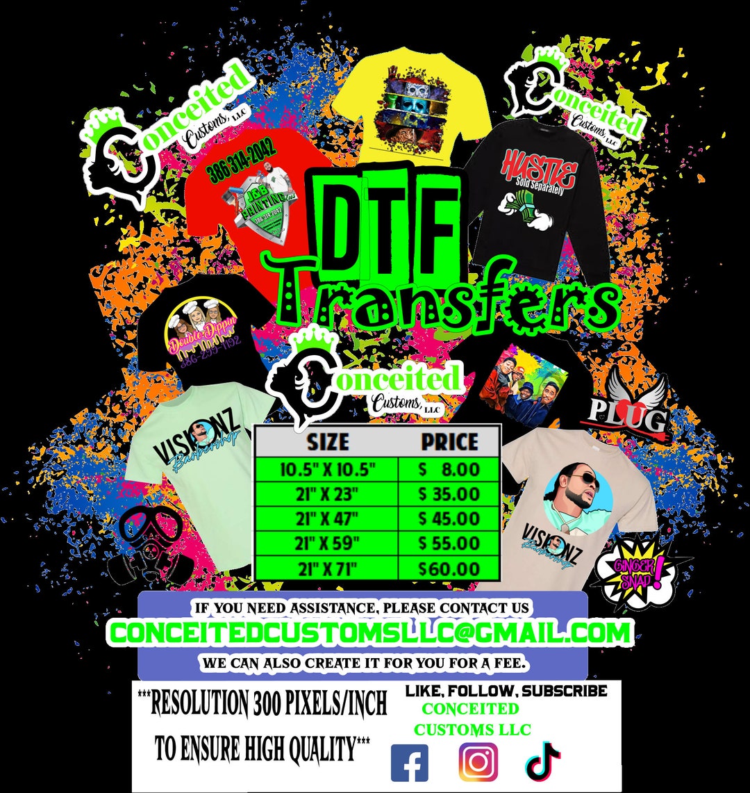 Custom DTF Transfers, Full Color Heat Transfer, Personalized DTF Prints ...