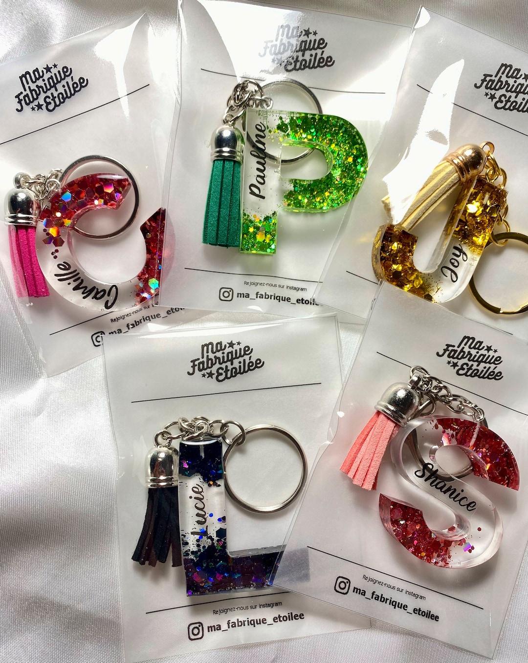 Transparent Epoxy Resin Letter Keychain | Personalized Gifts ...