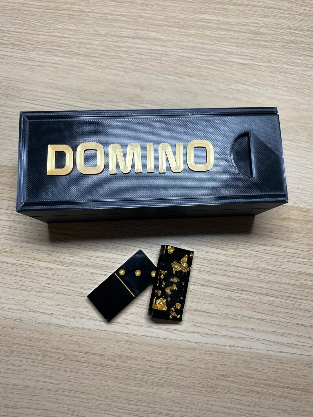 Black and Gold Domino Game Box Optional Support - Etsy