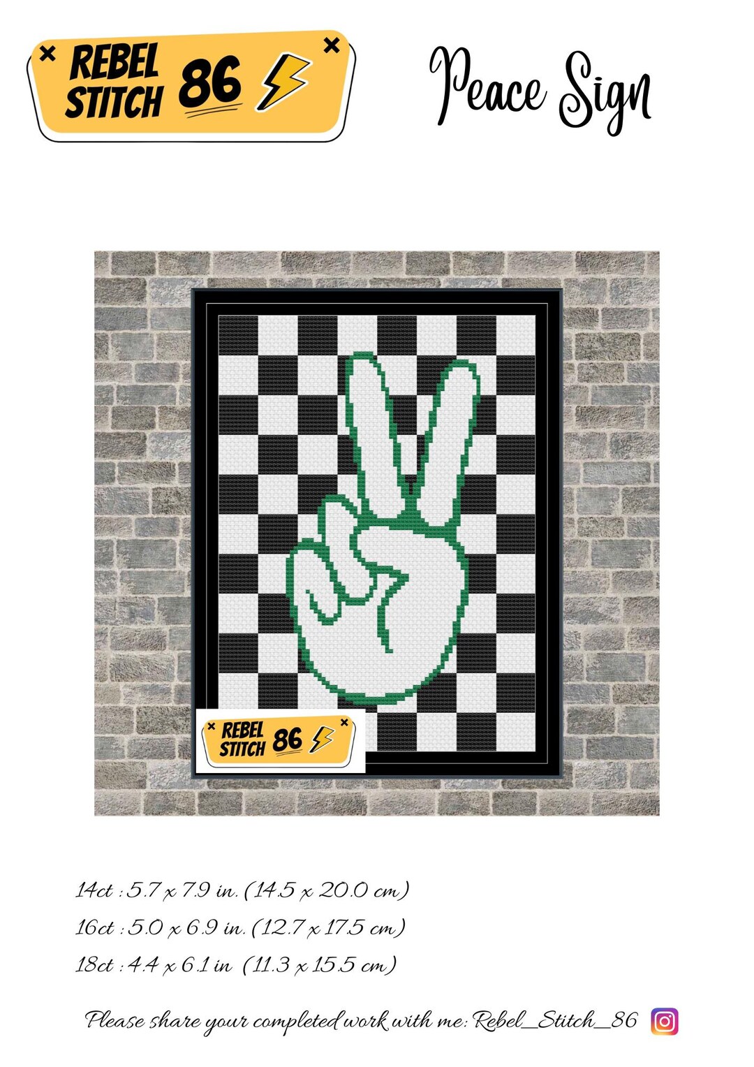Peace Sign Cross Stitch Pattern - Digital Download - Etsy