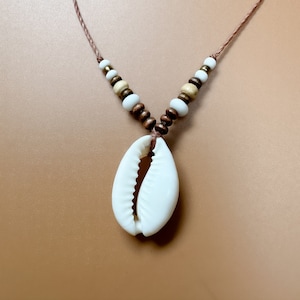 Thin Boho Shell Necklace Wood Hippie Filigree Necklace Gift Idea for ...