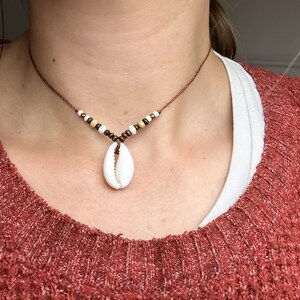 Thin Boho Shell Necklace Wood Hippie Filigree Necklace Gift Idea for ...