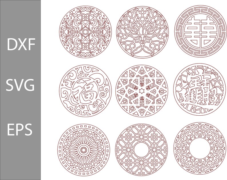 Chinese Circular 108 Dxf, Svg, Eps Designs - Etsy