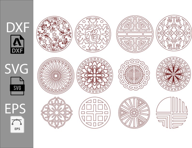Chinese Circular 108 Dxf, Svg, Eps Designs - Etsy