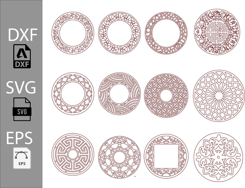 Chinese Circular 108 Dxf, Svg, Eps Designs - Etsy