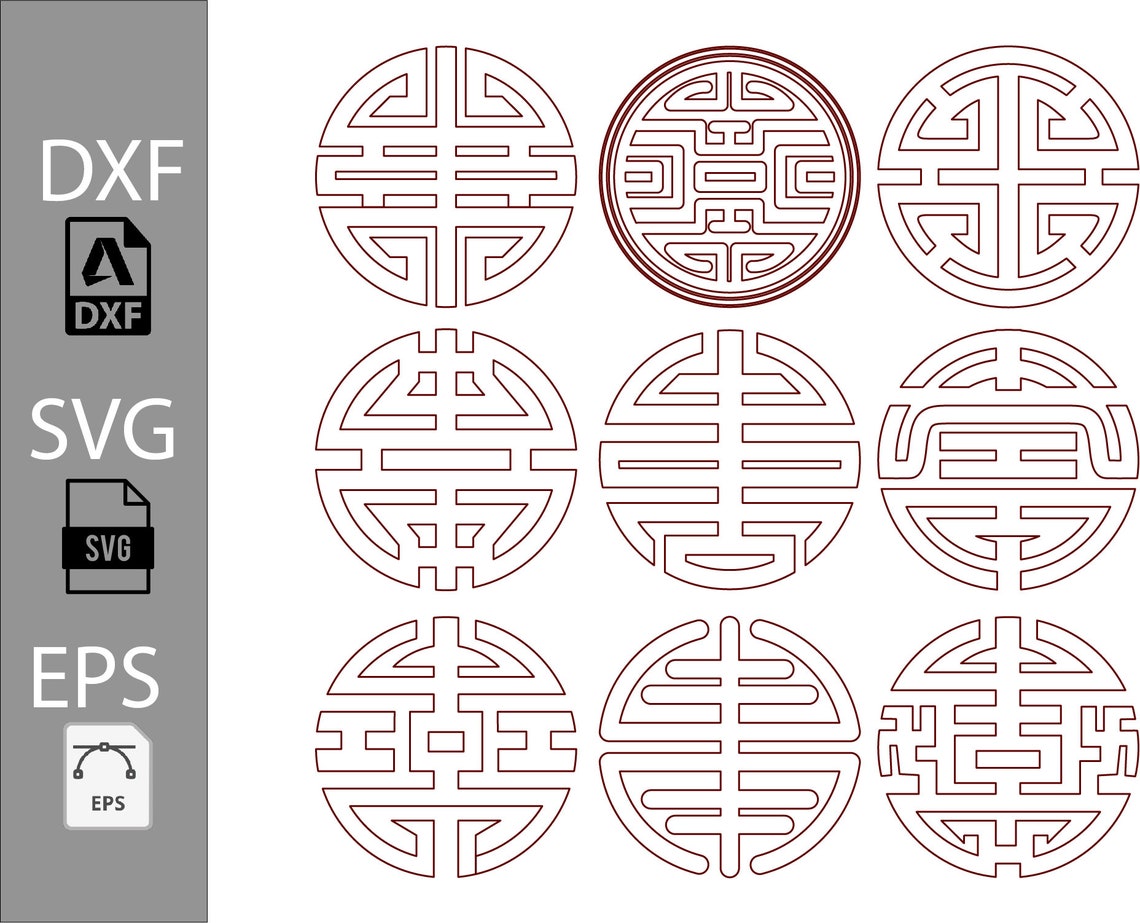 Chinese Circular 108 Dxf, Svg, Eps Designs - Etsy