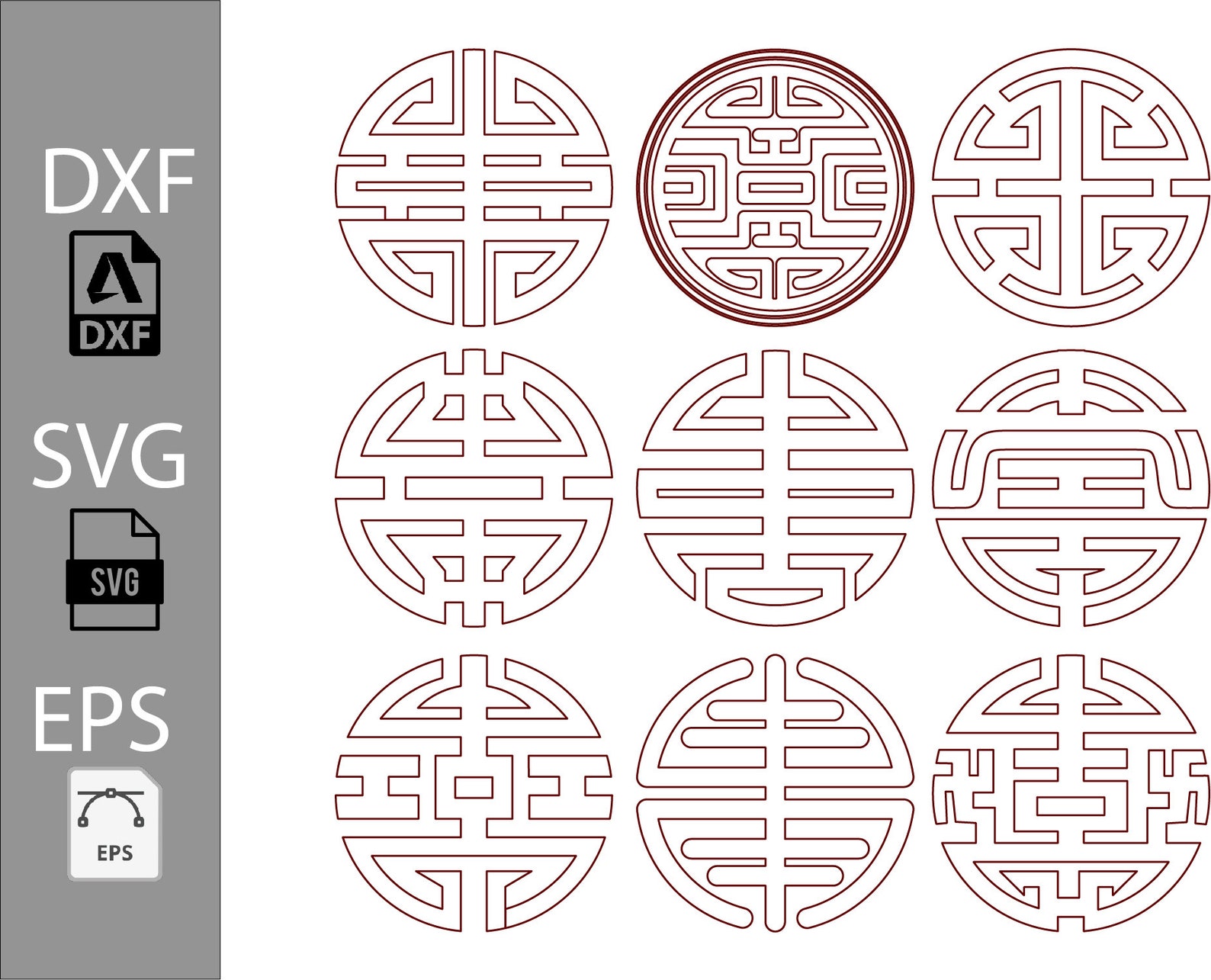 Chinese Circular 108 Dxf, Svg, Eps Designs - Etsy