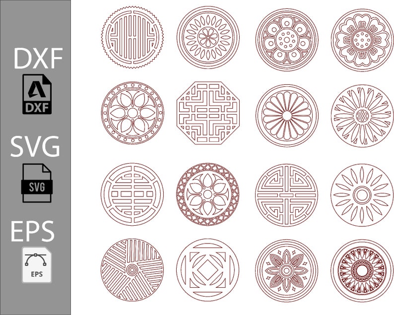 Chinese Circular 108 Dxf, Svg, Eps Designs - Etsy