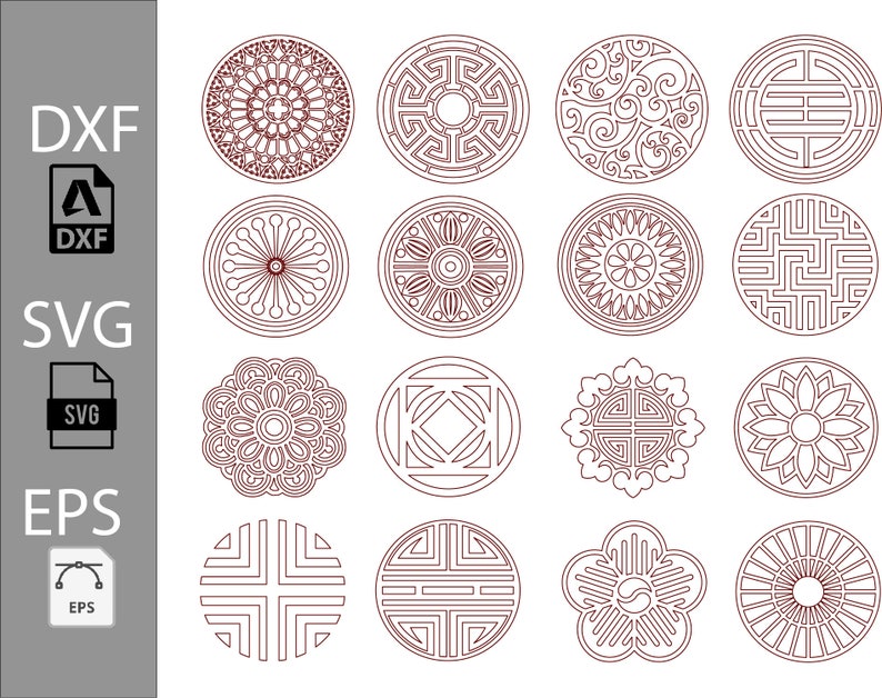 Chinese Circular 108 Dxf, Svg, Eps Designs - Etsy