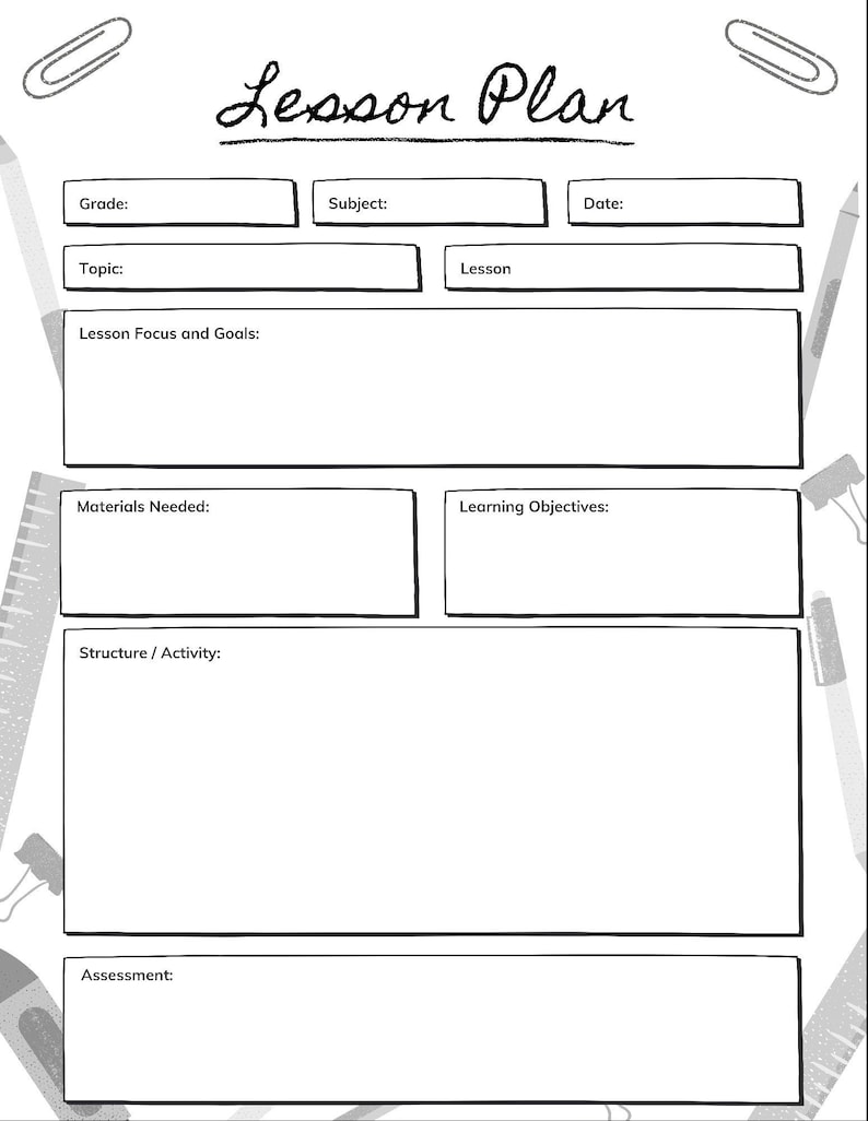 Lesson Plans for Teachers - Etsy