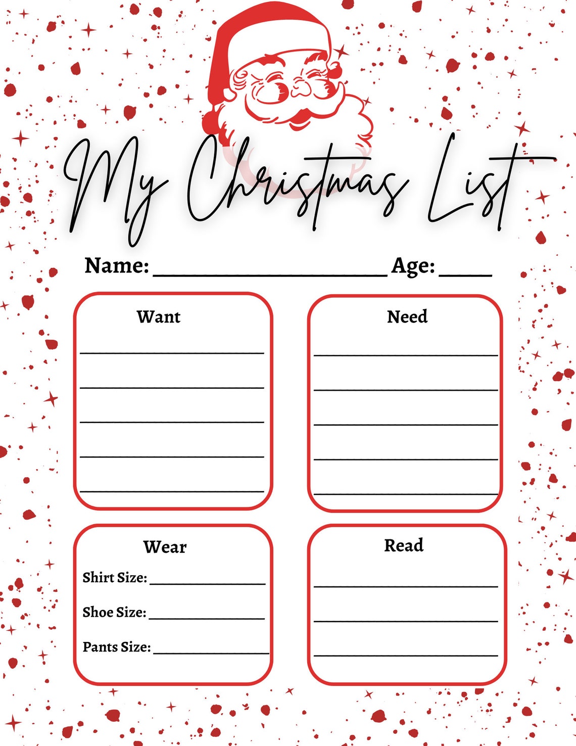 Child Christmas List - Etsy