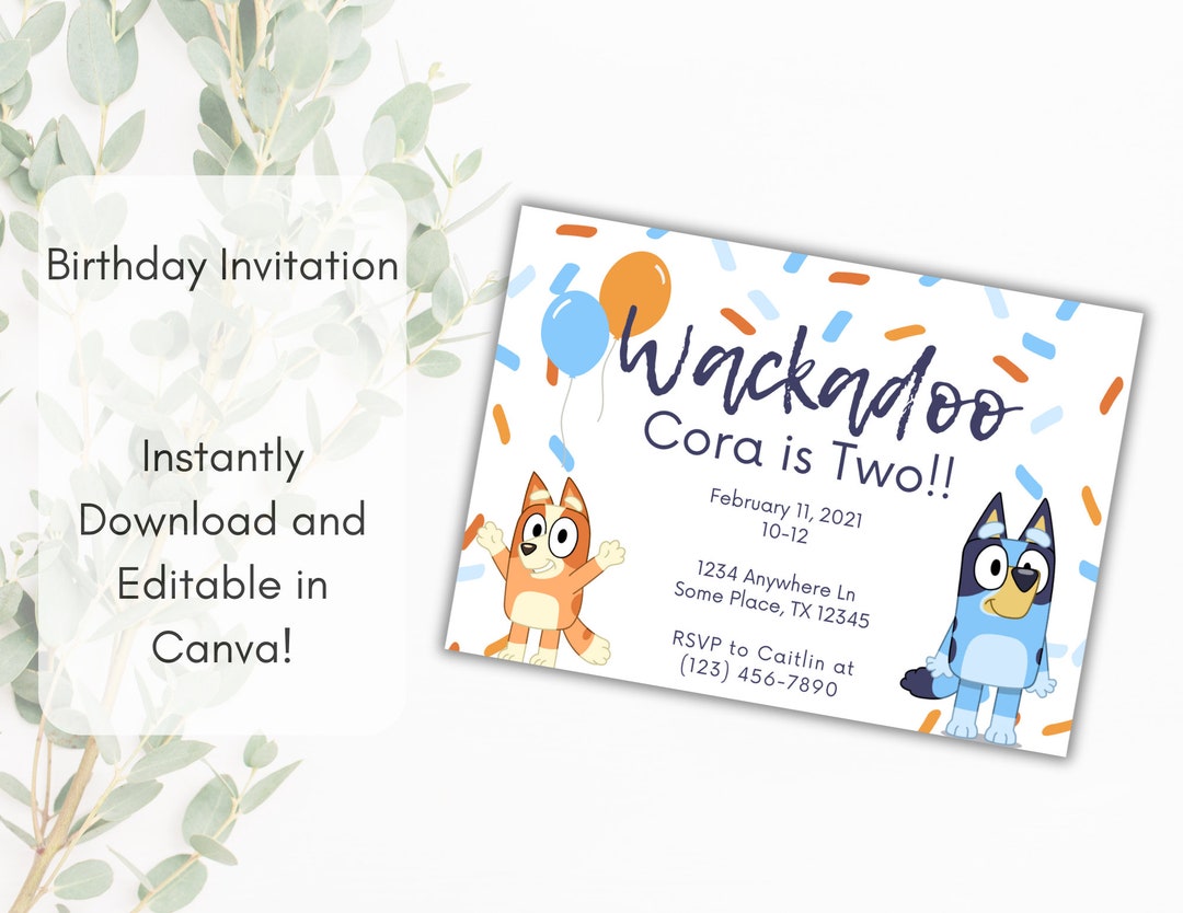 Wackadoo 'bluey' Birthday Invitation - Etsy